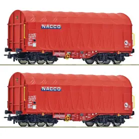 Set de 2x wagons à bâche coulissante, NACCO ép. VI - HO 1/87 - ROCO 6600226